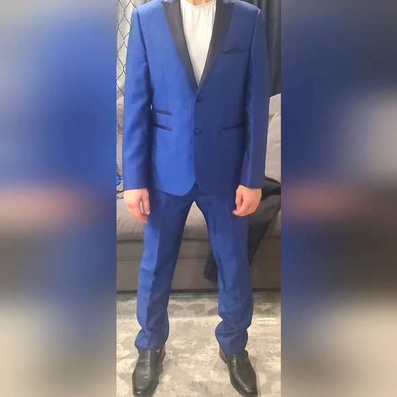 Lorenzo Uomo | Suits & Blazers | Mens Formal Royal Blue And Black Suit ...